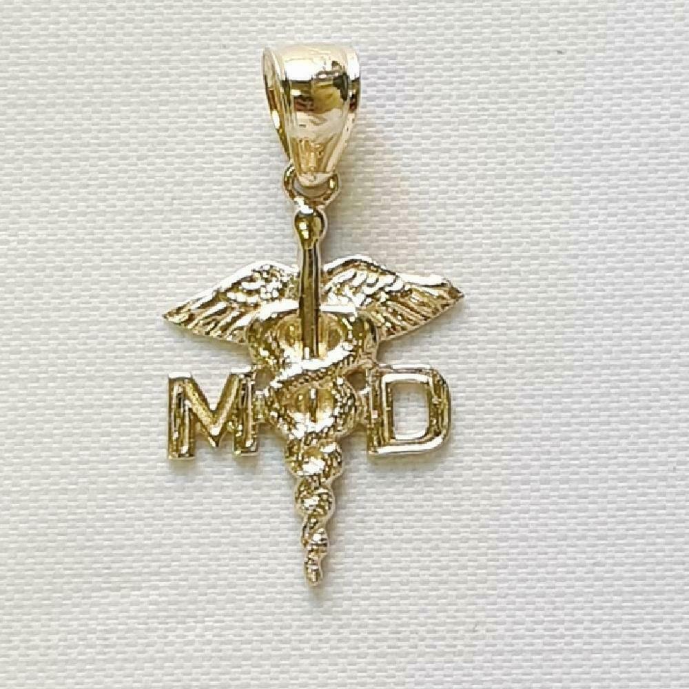 14k Yellow Gold MD (Doctor of Medicine) Medical Pendant / Charm, Made ...