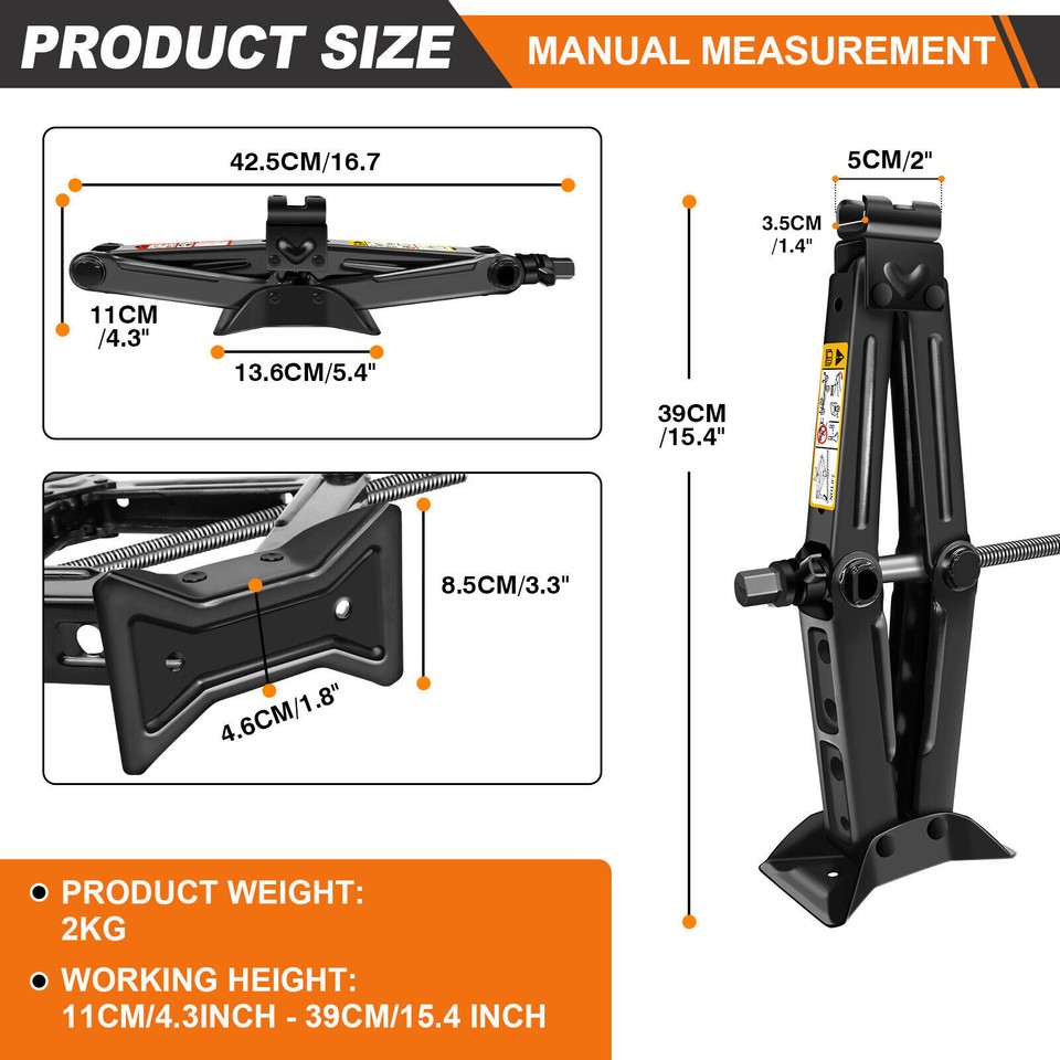 Scissor Car Jack 2 Ton Emergency Lift Tire Change Kit Ratchet Lug ...