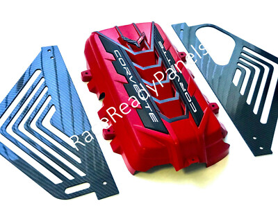 2020/25 CORVETTE C8 ENGINE COVER TORCH RED CARBON FIBER APPEARANCE PKG ...