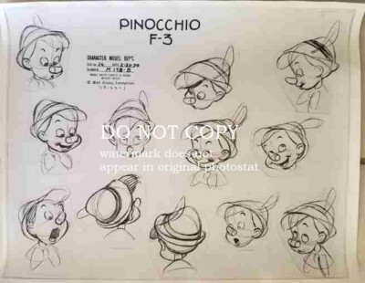 Original Disney Photostat Model Sheet - Pinocchio Head Models - 1939 | eBay