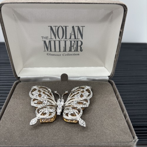 Nolan Miller Vintage Designer Signed Rhinestone Butterfly Brooch Pin ...