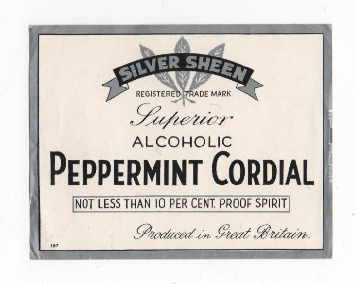 England - Vintage Drink Label - Silver Sheen Alcoholic Peppermint ...