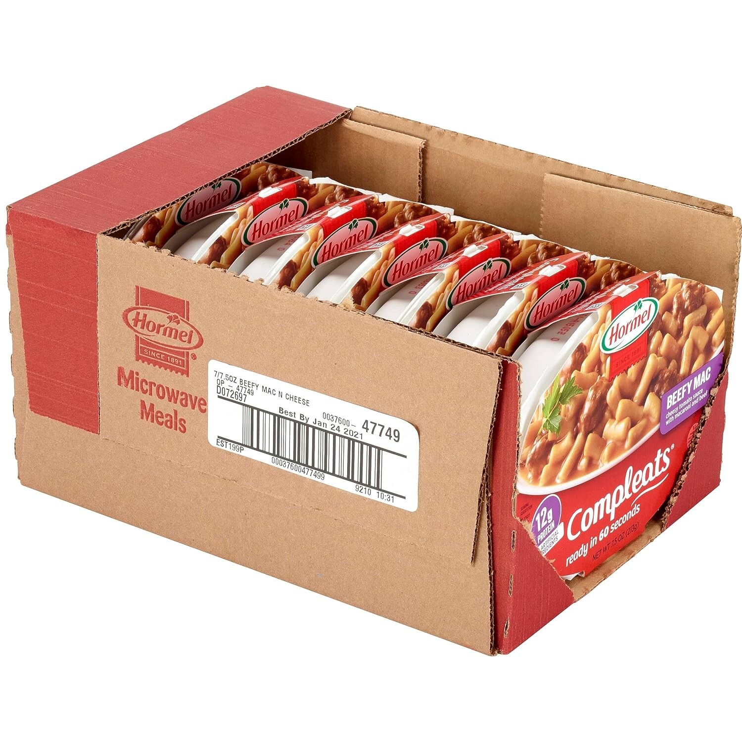 (7 Pack) Hormel COMPLEATS Beefy Mac & Cheese Meals, High Protein, 7.5 ...