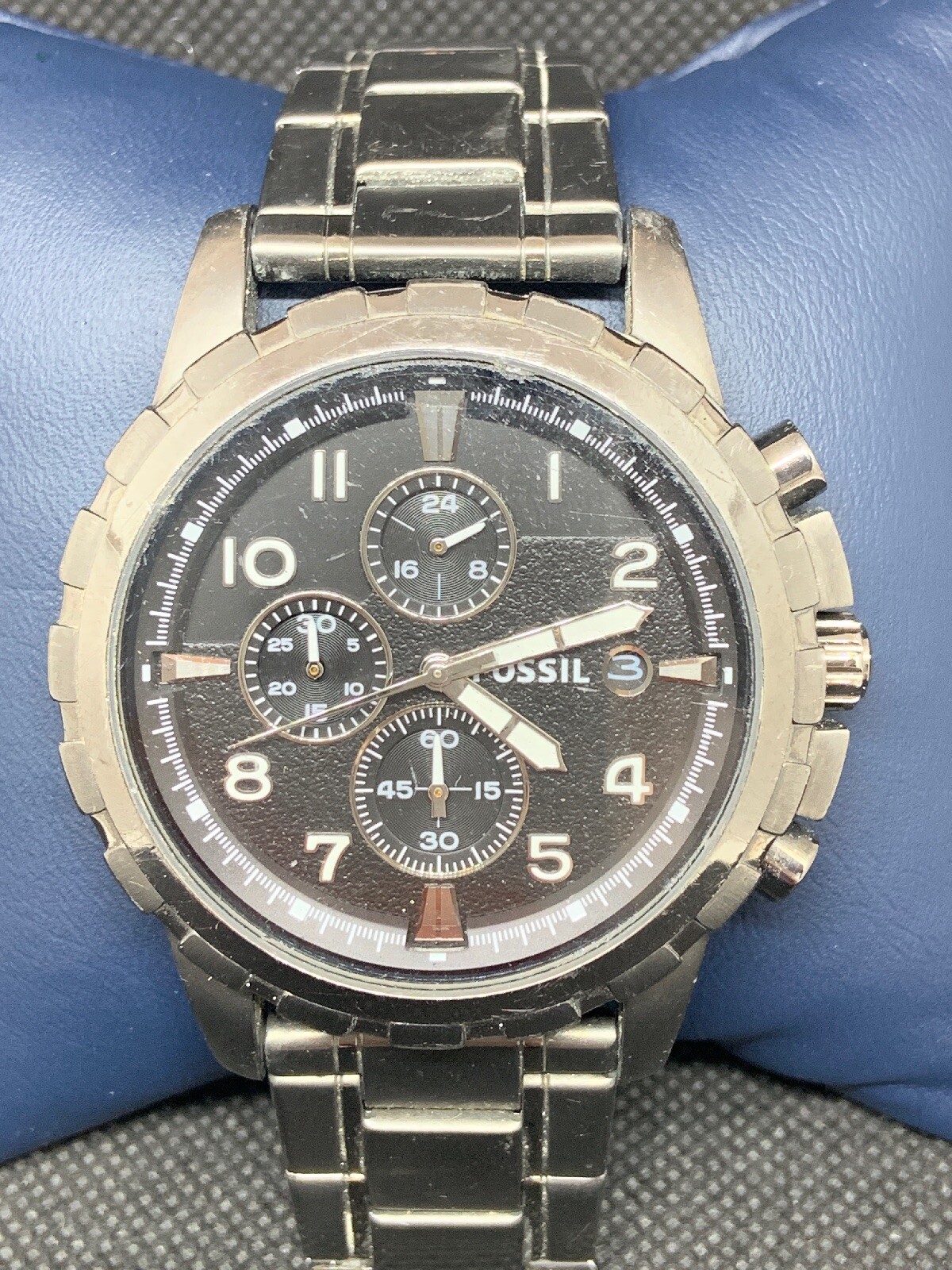 Fossil FS4721 Men's Watch Chronograph Black Dial Smoke Grey Ion Plated ...