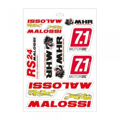Planche autocollant 10 stickers Malossi MHR pour moto scooter 24.7x35cm ...