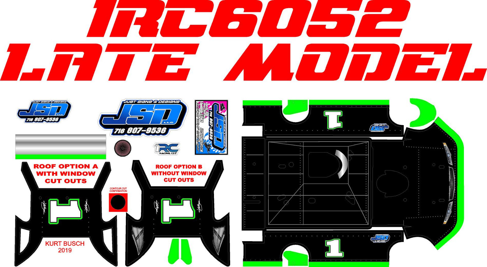 1RC LATE MODEL 1RC6052 WRAP KURT BUSCH 2019 1X18 SCALE | eBay