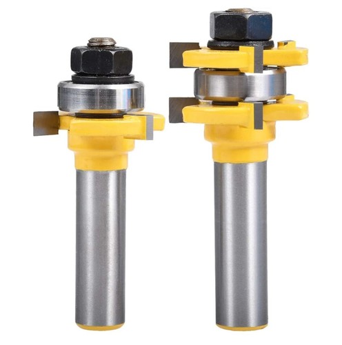 2 PCS 1/2" Shank Tongue & Groove Router Bit Set T Shape Wood Milling ...