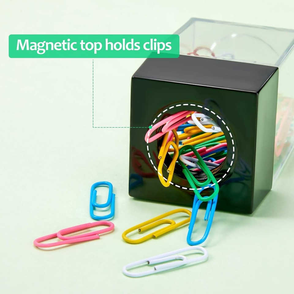 Outus 4 Pieces Magnetic Paper Clip Dispenser Holder Paperclip Medium ...