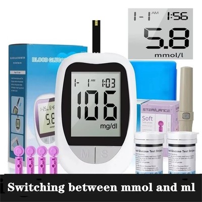 Blood Glucose Sugar Monitor Diabetes Testing Kit +50 Test Strips +50 ...
