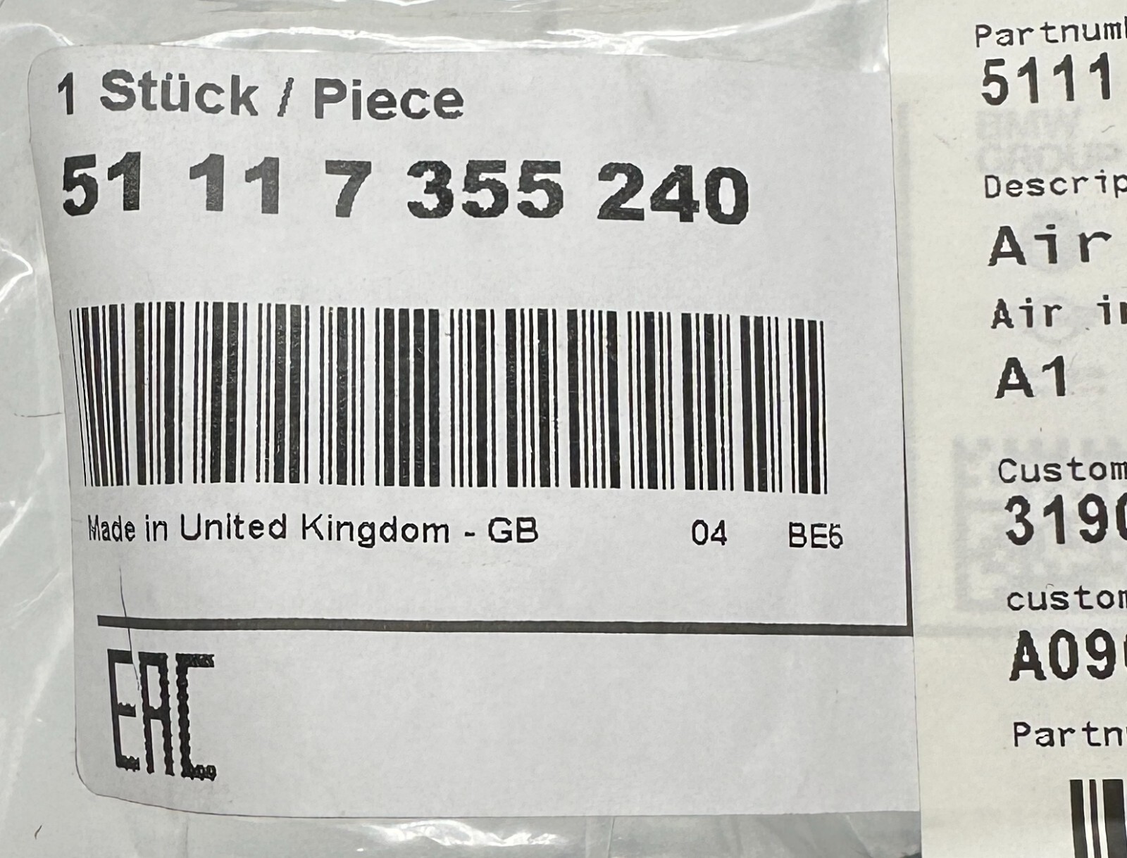Mini Air Inlet Finisher (Right) 51117355240 OEM & Brand New | eBay ...