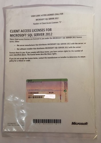 CLIENT ACCESS LICENSES FOR MICROSOFT SQL SERVER 2012 (AM19) | eBay