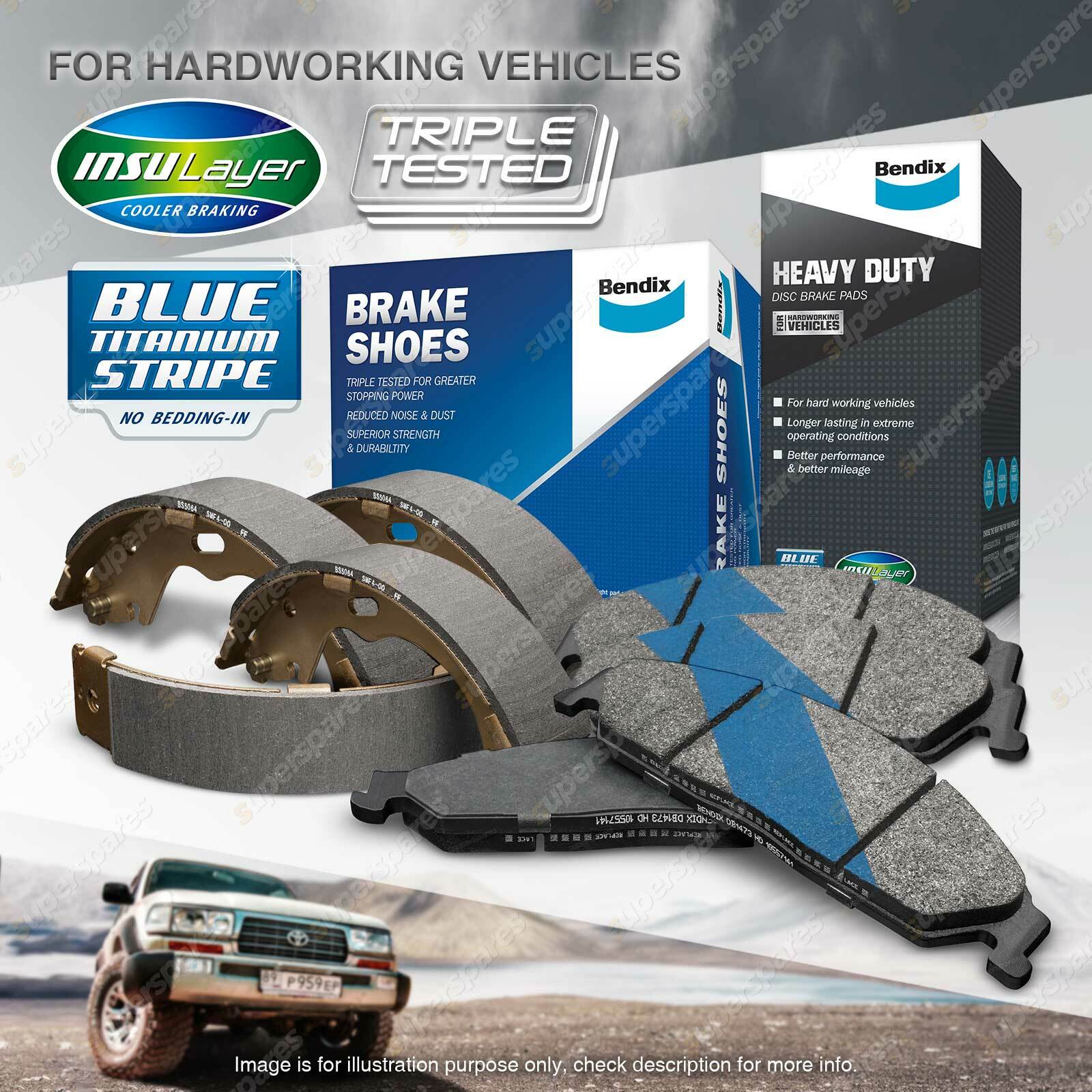 Bendix HD Brake Pads Shoes Set for Mitsubishi Triton ML MN 2.5 3.2 3.5 ...