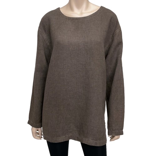 Click by Color Me Cotton Womens Brown Houndstooth Long Sleeve Lagenlook ...