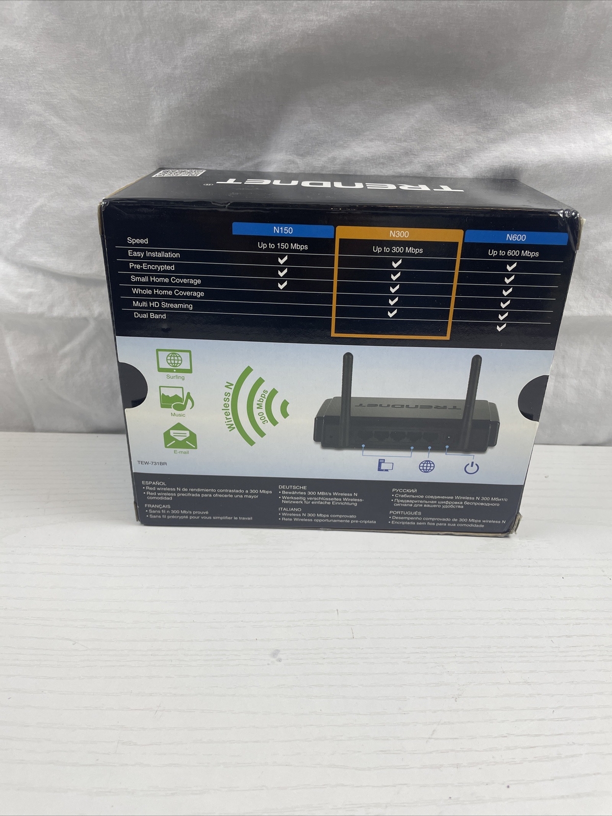 NEW IN BOX-TRENDnet TEW-731BR 4-Port Wireless 300Mbps Home Router ...