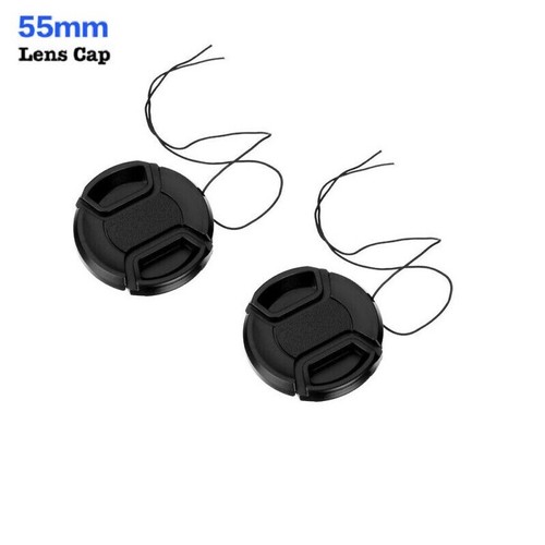 2PCS 55mm Snap-on Front Lens Cap Cover with String Rope for Nikon Canon ...