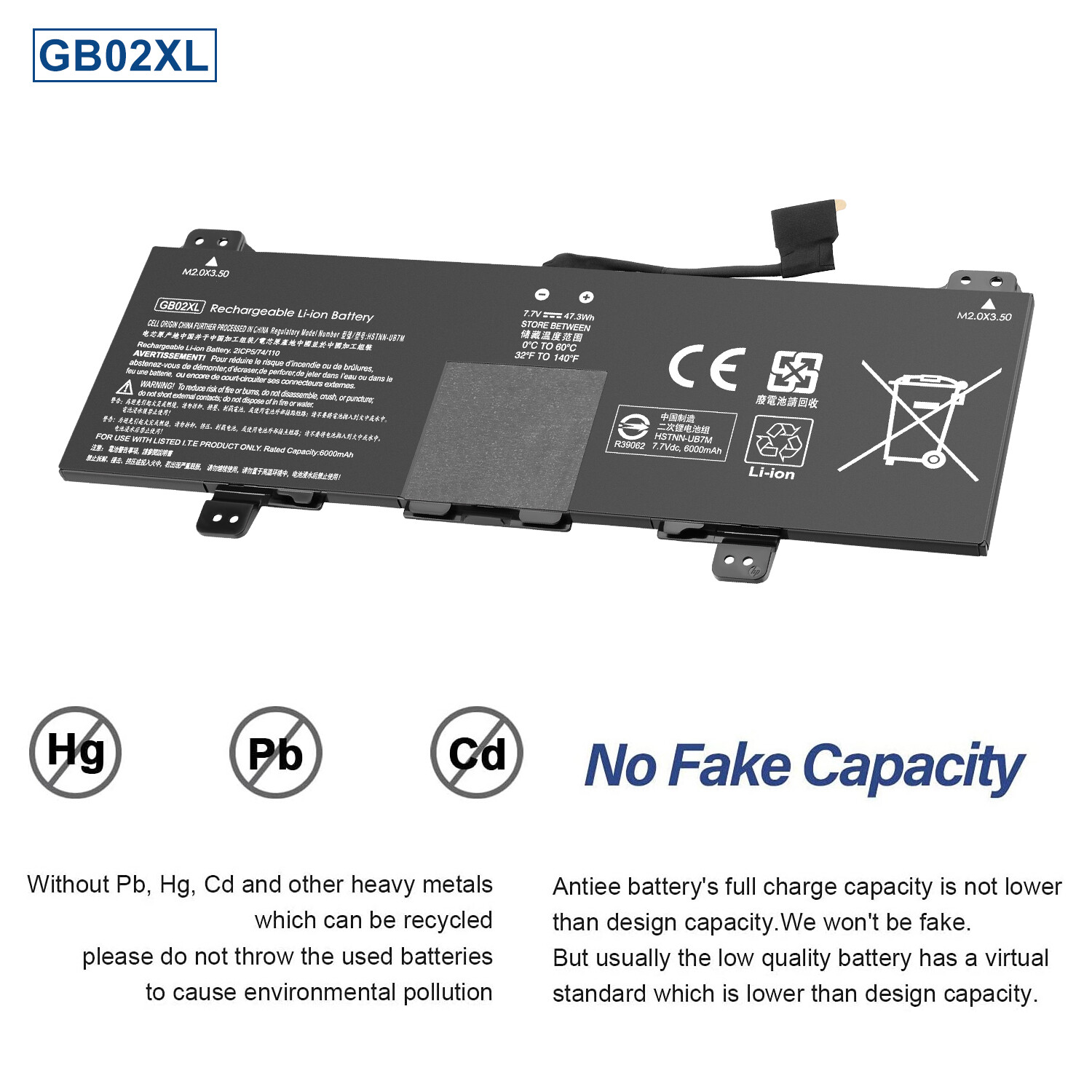 NEW GB02XL Battery 7.7 V for HP Chromebook 11A G6 G8 Ee 14-Db L42550 ...