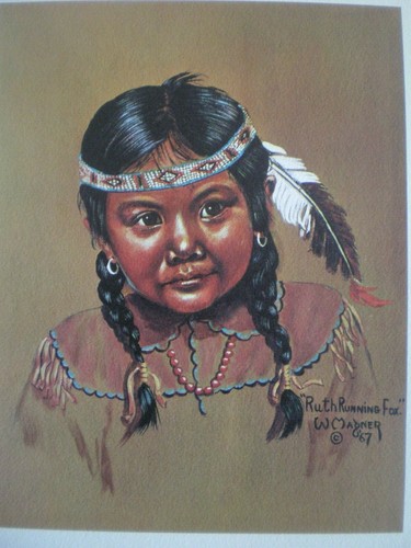 Vintage Native American Little Girl Print "Ruth Running Fox" W Magner ...