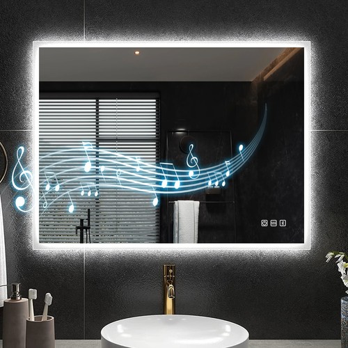 Bathroom Mirror LED Light Illuminated Wall Mounted Touch Anti-Fog ...