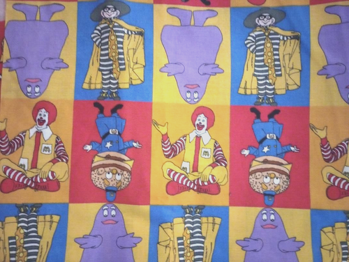 Ronald grimace mcdonalds fun fabric 10 by 9 inch character USA | eBay