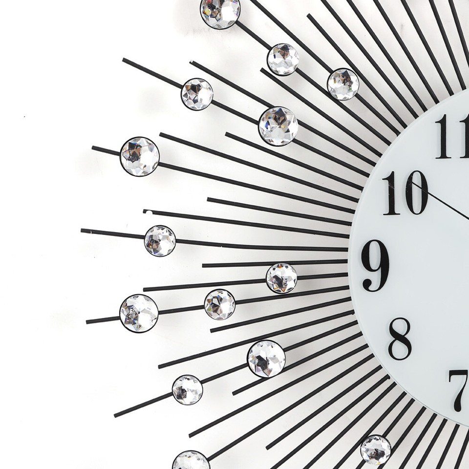 Modern Crystal Large Wall Clock Metallic Wall Watch Living Room Home ...