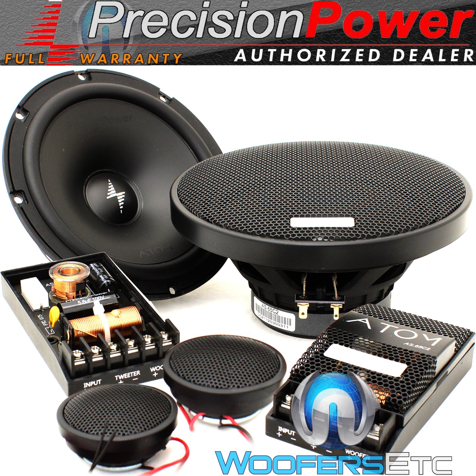PRECISION POWER AS.65C2 ATOM 6.5" CAR COMPONENT SPEAKERS TWEETERS ...