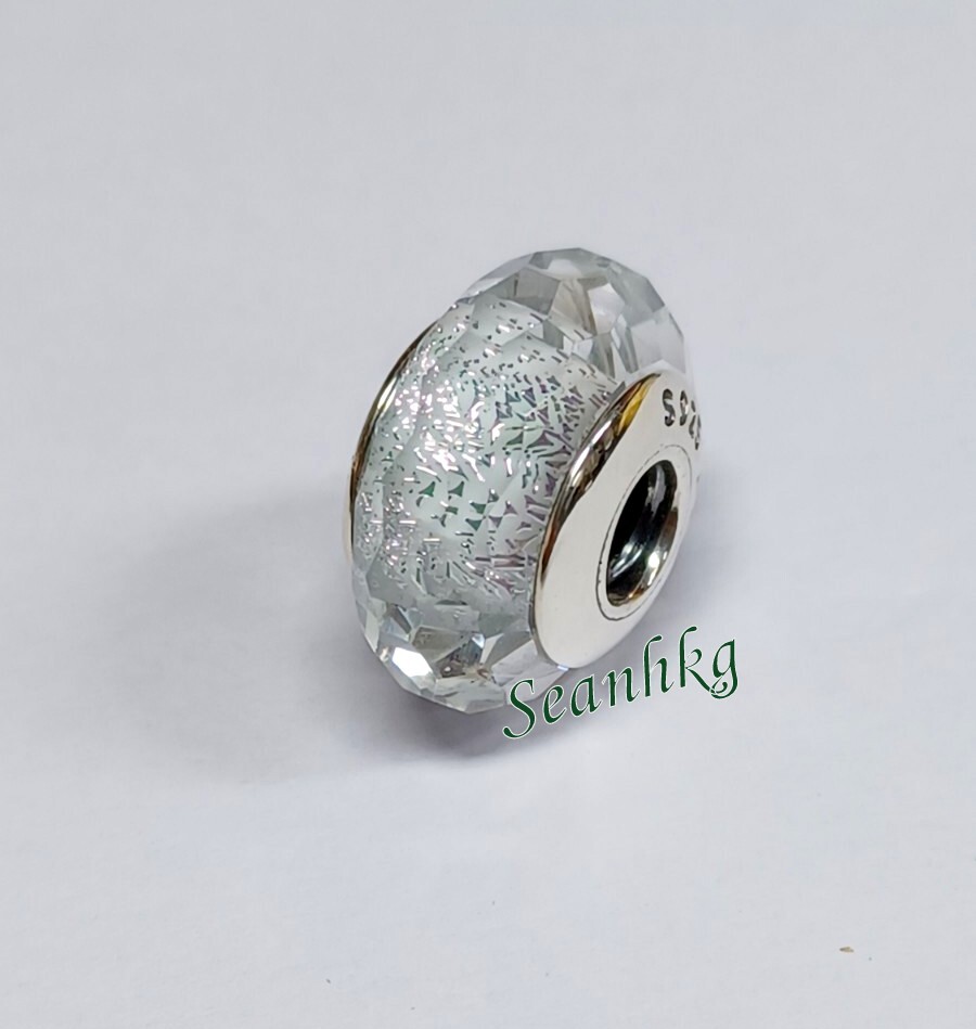 Pandora FROSTY MINT Shimmer Faceted Murano Glass Charm Silver925ALE NEW ...