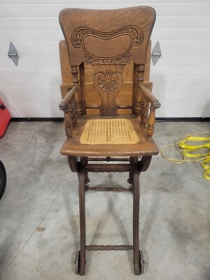 SOLD -Antique Child's High Chair Stroller Carriage Combination | eBay
