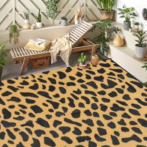 Outdoor Rugs | Plastic Straw Rug | Waterproof Outdoor 5*8 Feet Leopard ...