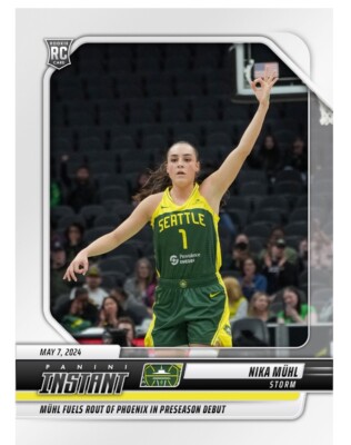 2024 Panini Instant WNBA Nika Muhl RC ROOKIE Seattle - Debut Game Uconn ...