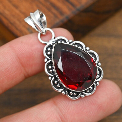 Fine Garnet Gemstone 925 Sterling Silver Handmade Pendant B-65 | eBay