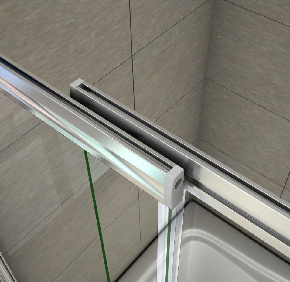 Designer Modern Glass Over Bath Sliding Shower Screen Straight Framed ...