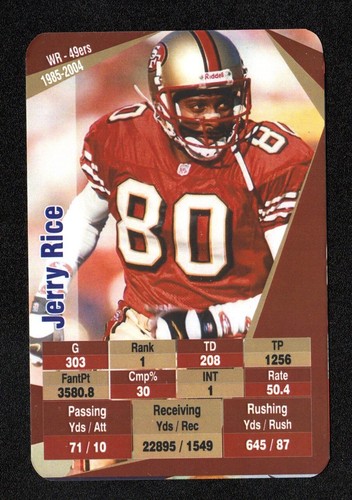 Jerry Rice San Francisco 49ers 2023 NFL Football Legends Game Card | eBay