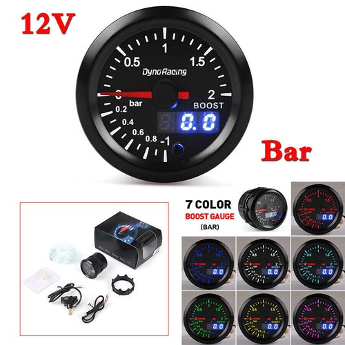2" 52mm LED Digital & Pointer Car Turbo Boost Meter Bar Pressure Gauge ...