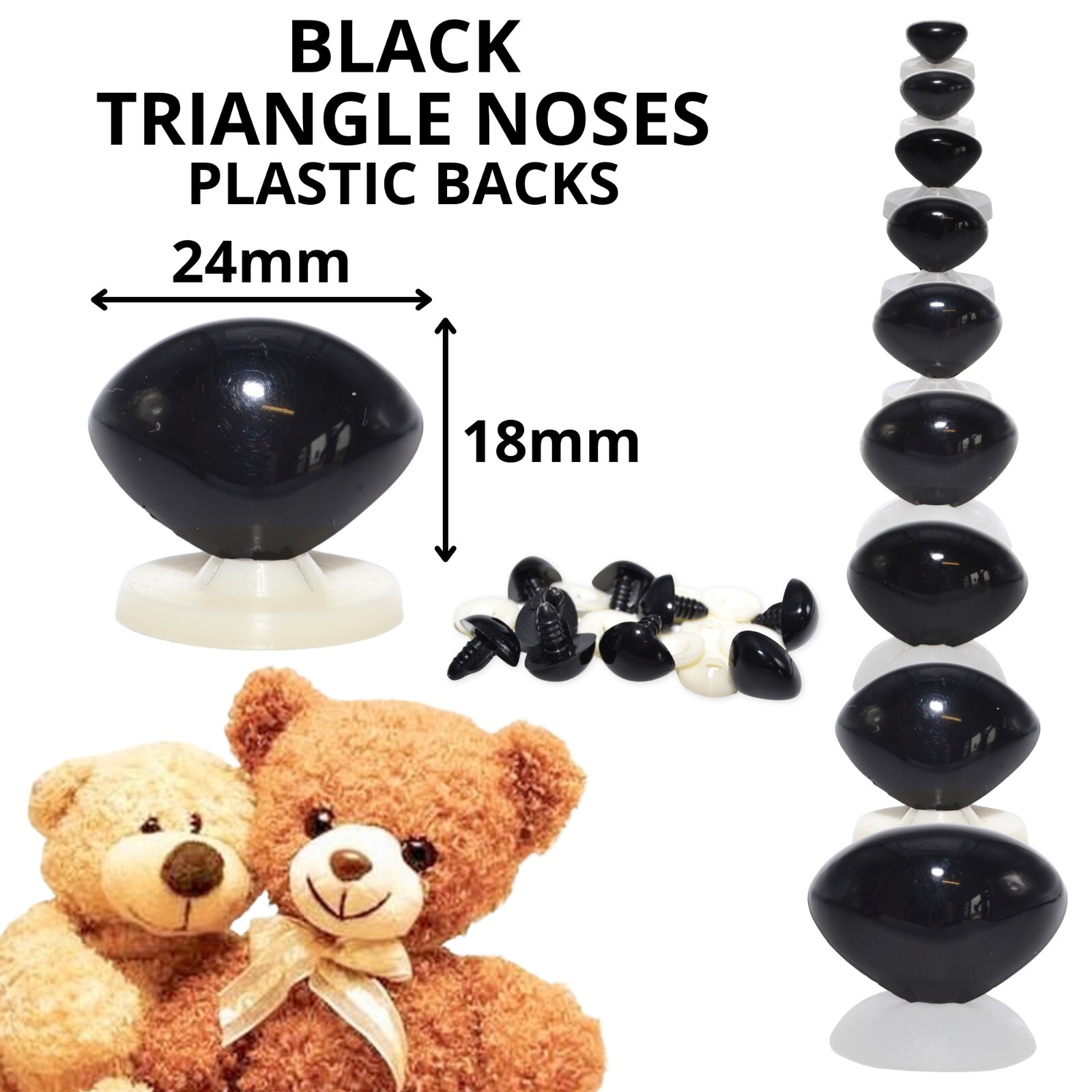BLACK TRIANGLE NOSES with PLASTIC BACKS - Animal Safety Nose for Soft ...