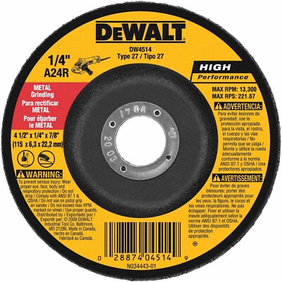 DEWALT Grinding Wheel for Metal, 4-1/2-Inch [5-Pack] (DW4514B5, DW4514 ...