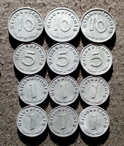 LOT OF AUTHENTIC OLD COINS OF THIRD REICH NAZI GERMANY (1940-1944 ...