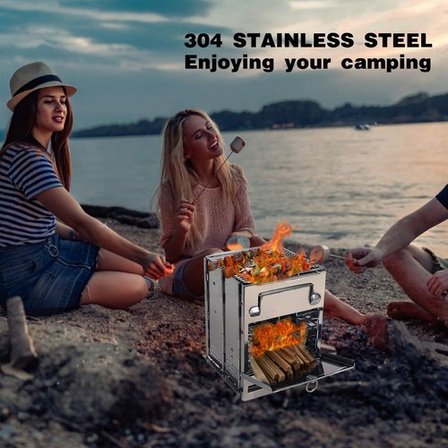 REDCAMP Portable Wood Burning Camp Stove, Large Folding Rocket Stove ...