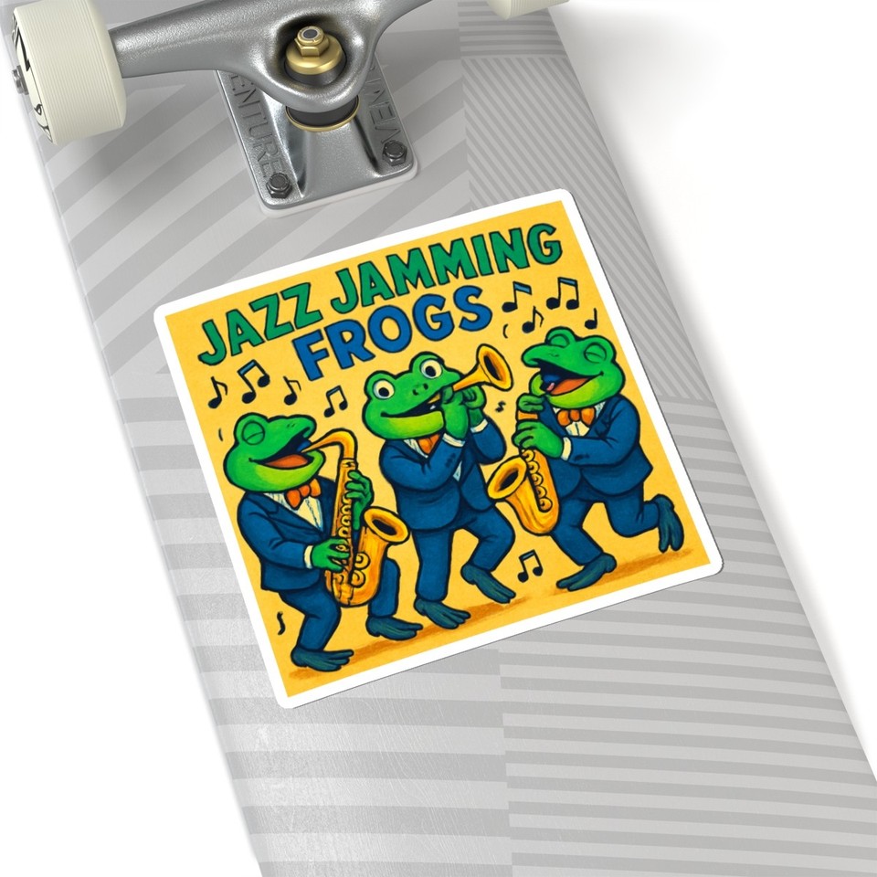Sticker Jazz Jamming Frogs Musical Whimsy 2x2 3x3 4x4 6x6 | eBay