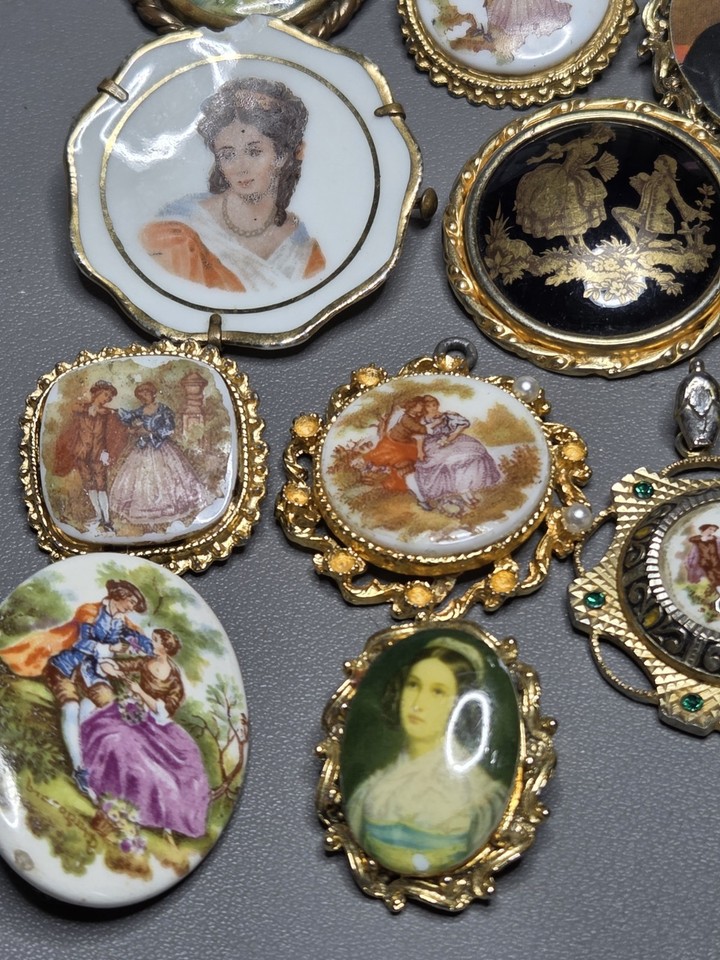 JOB LOT BROKEN VINTAGE PORTRAIT / COURTING COUPLE / LIMOGES COSTUME ...