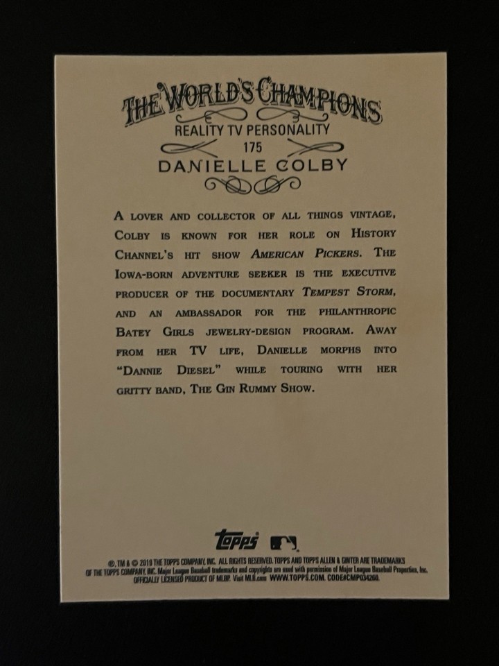Signed Baseball Card Auto Danielle Colby 2019 Topps Allen & Ginter #175 ...