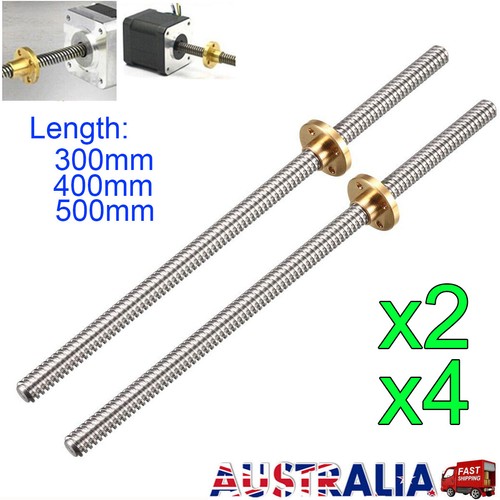 T8 Stainless Steel Trapezoidal Lead Screw Rod With Brass Nut 8mm For 3D ...