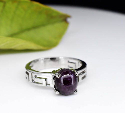 925 Sterling Silver 9 MM Untreated Natural Star Garnet Ring Us Size 9 ...