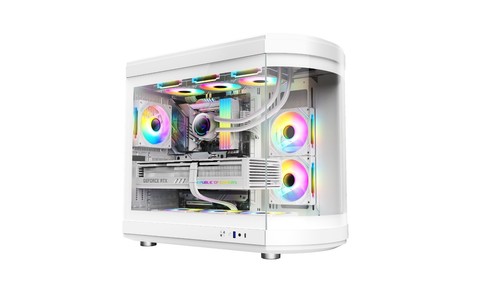 PC Gaming ATX Case - iONZ KZ-T22 Tank Panoramic Tempered Glass Dual ...