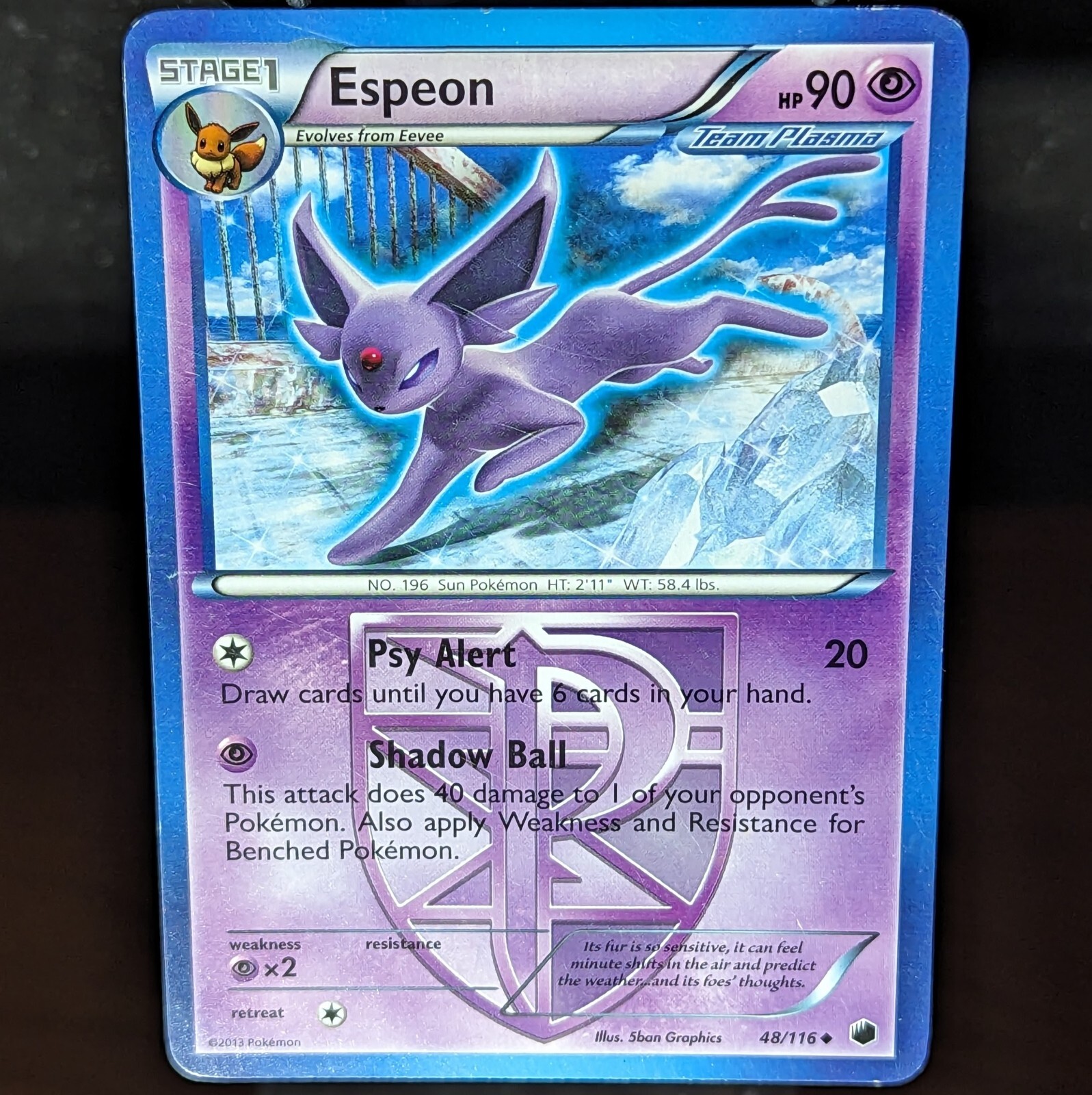 Espeon 48/116 LP Team Plasma Freeze Black and White Pokemon Card purple ...
