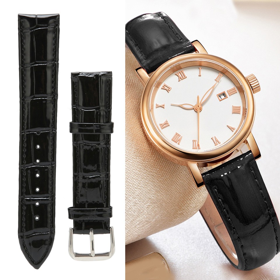 Replacement Watch Band Black Pin Buckle Watch Strap PU Leather ...