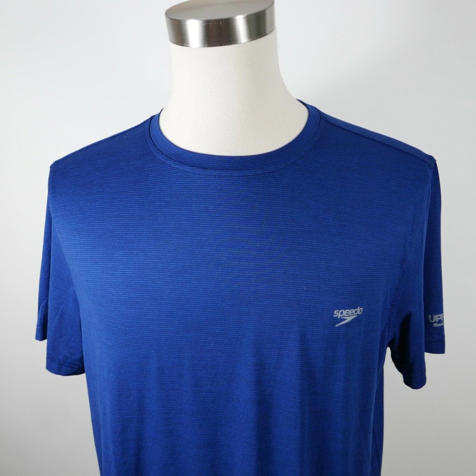Speedo Mens Navy Blue Striped Activewear T Shirt Large | eBay