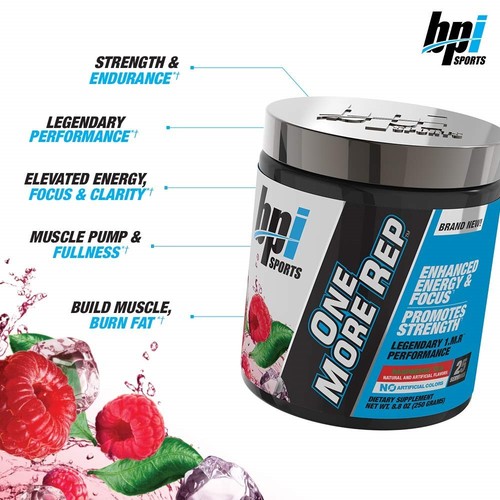 1MR One More Rep Raspberry Tea Pre-Workout Performance Supplemnt BPI ...