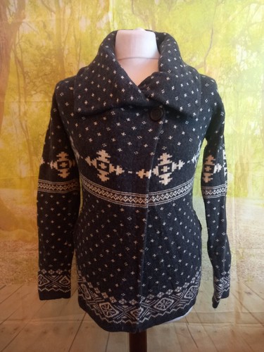 Fat Face charcoal grey cotton nylon wool Christmas Cardigan. UK women's ...