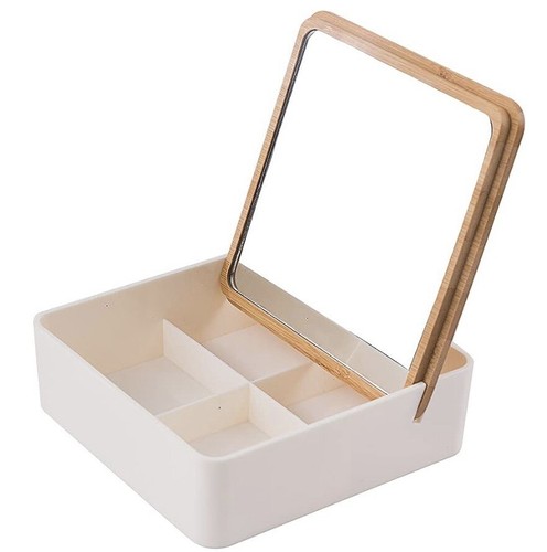 Bamboo Tabletop Vanity Storage With Mirror | eBay