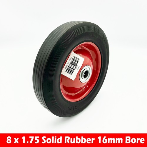 8" Solid Rubber Wheel 8×1.75 Jockey Trolley Wheels 16mm Bore Puncture ...